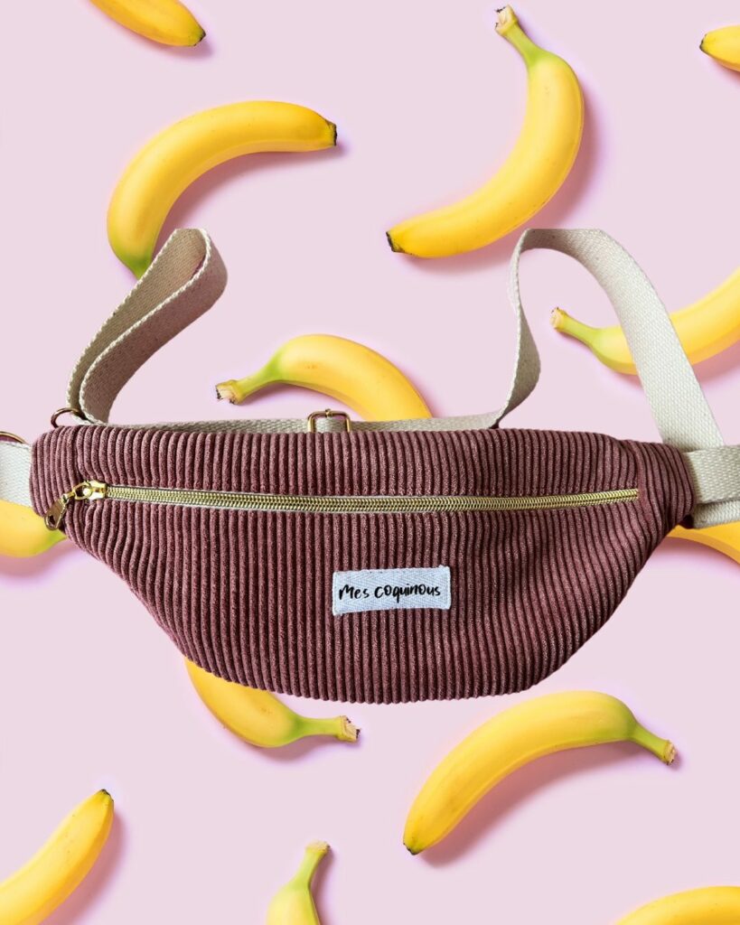 Sac banane en velours cotelé - vieux rose fait main - Fait2mains